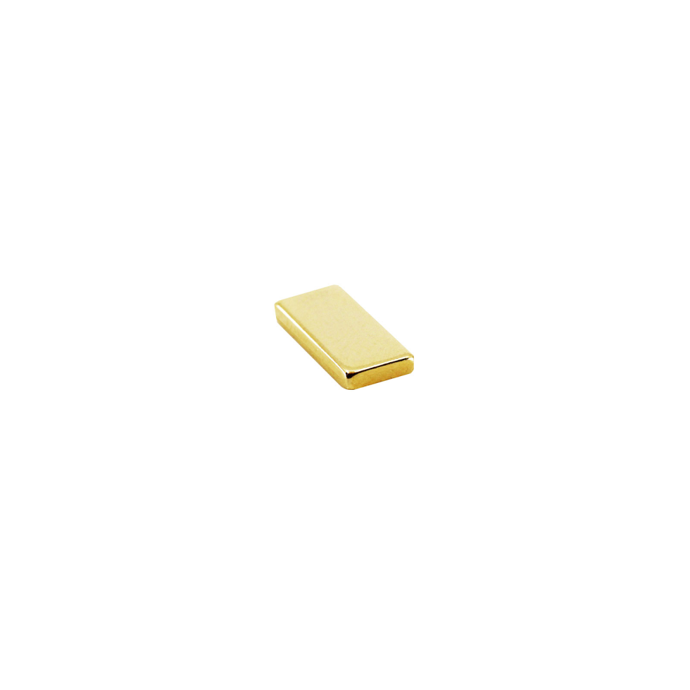 Power magnet, Blok 10x5x1 mm., Guld - Klik her for at bestille.