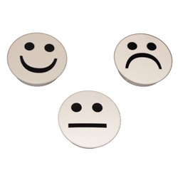 Smiley Magneter, 3-pak hvid, Rund - Kraftige magneter - Køb online nu!