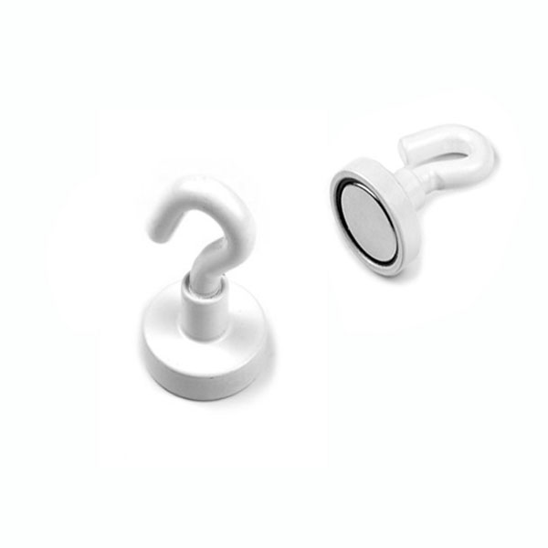 Pottemagnet med krog, Hvid Ø32 mm.⎪Køb krogmagneter